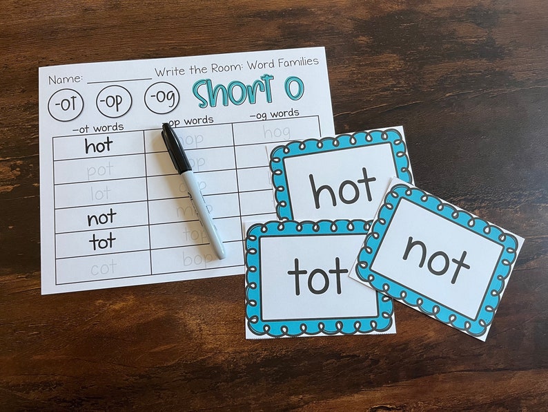 Word Family Write the Room: Short O CVC Words Active - Etsy