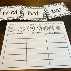 Word Family Write the Room: Short A CVC Words - Etsy
