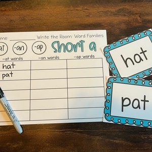 Word Family Write the Room: Short A CVC Words - Etsy