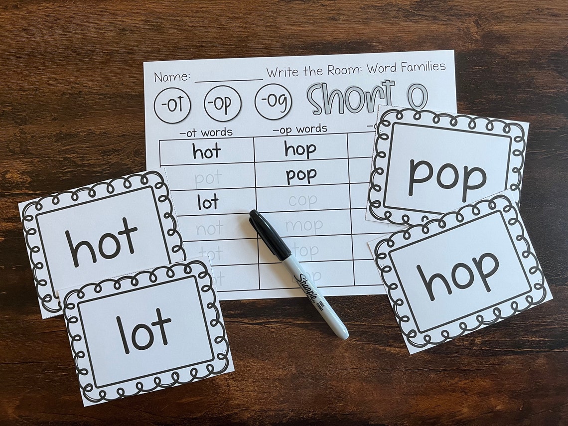 Word Family Write the Room: Short O CVC Words Active - Etsy