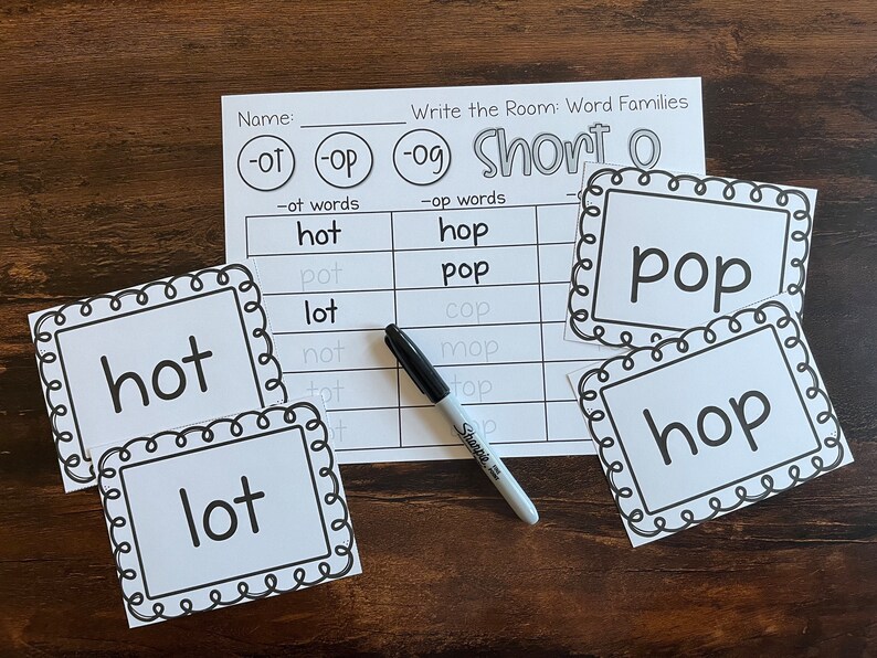 Word Family Write the Room: Short O CVC Words Active - Etsy