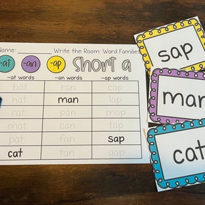 Word Family Write the Room: Short A CVC Words - Etsy