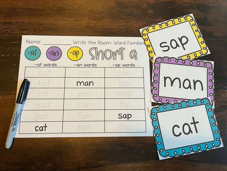 Word Family Write the Room: Short A CVC Words - Etsy