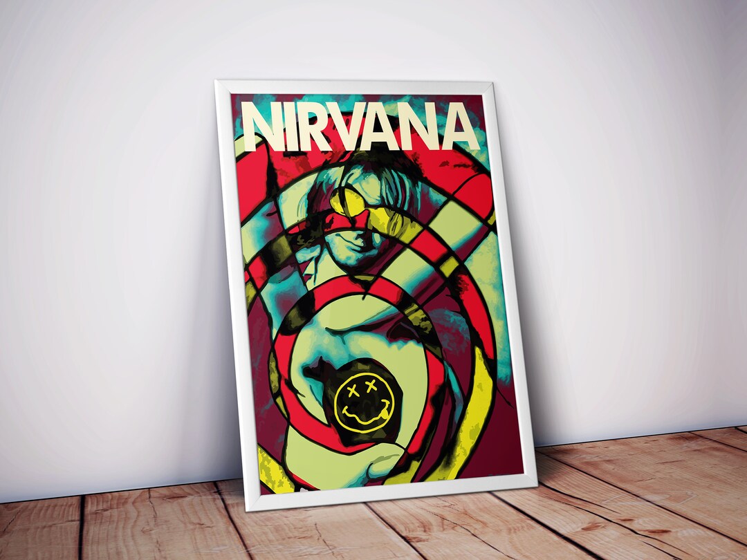 Nirvana Poster Kurt Cobain Nirvana Print Rock Music Poster Large Poster ...