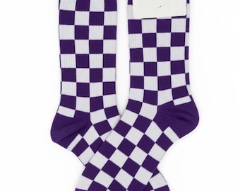 purple gingham socks