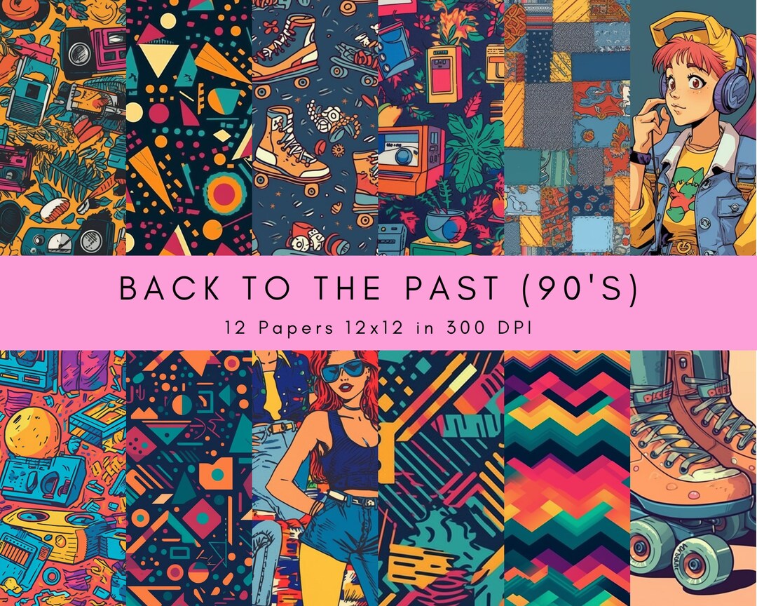 90s Style Paper Pack 90s Décor 90s Art 90s Style - Etsy