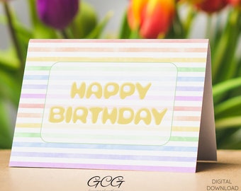 Printable Happy Birthday Card, Digital Download - Etsy