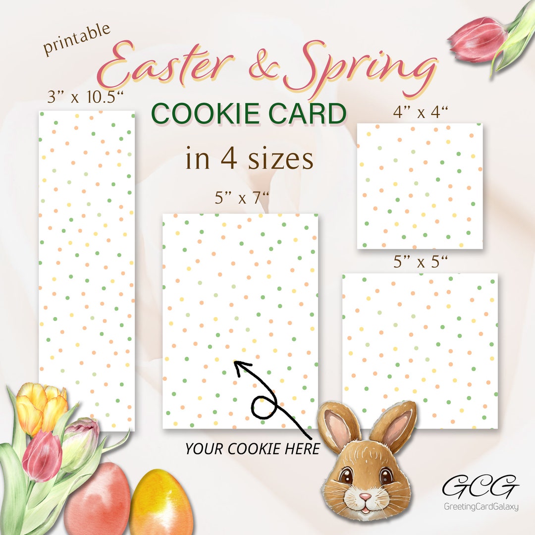 Easter & Spring Cookie Card, PRINTABLE Cookie Box Backers in 4 Sizes ...