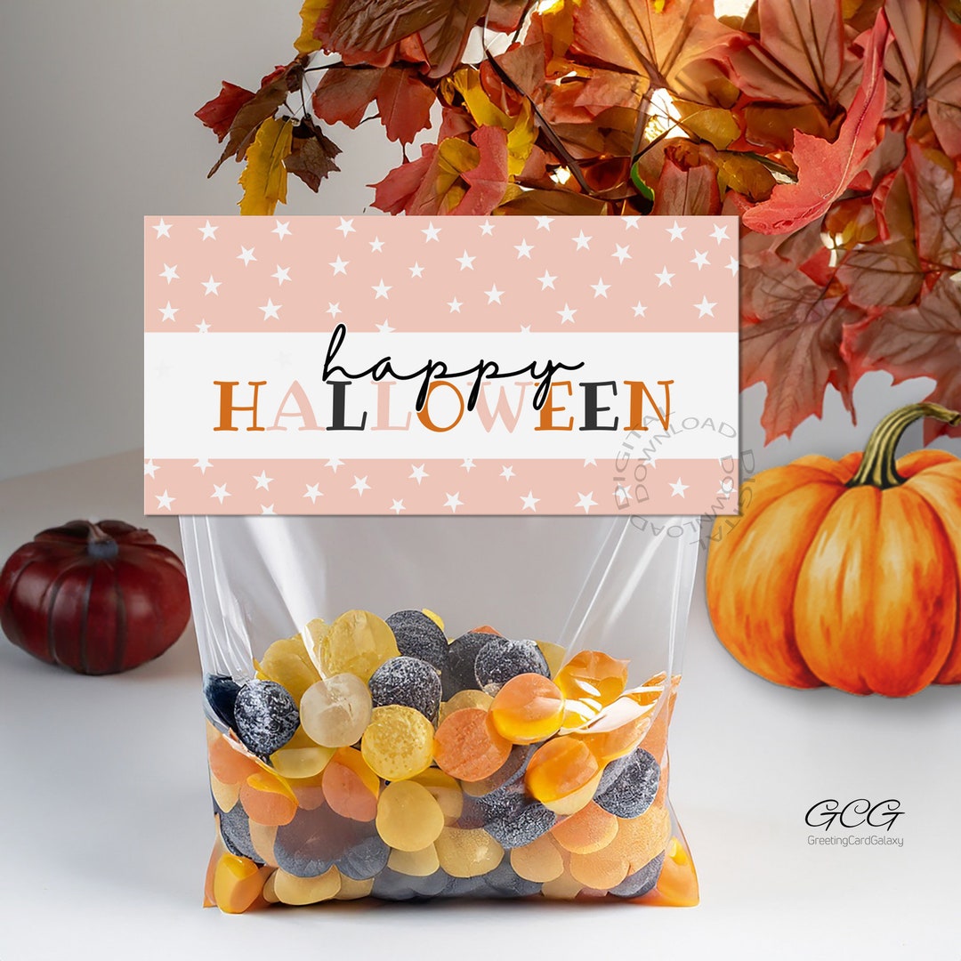 Pink Halloween Treat Bag Topper Happy Halloween Treat Bag - Etsy