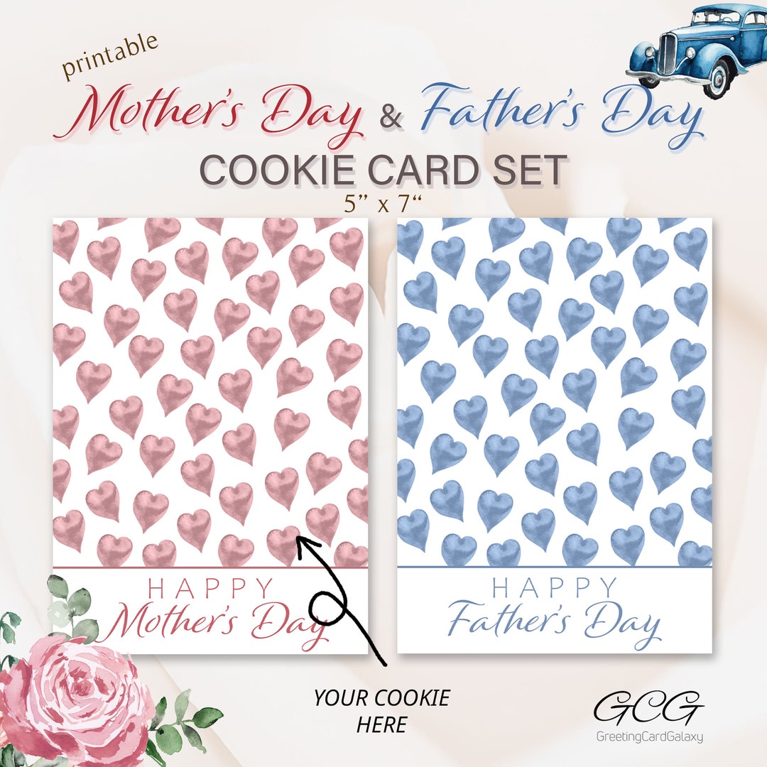 Happy Mothers Day & Fathers Day Cookie Card SET, PRINTABLE Cookie Box ...
