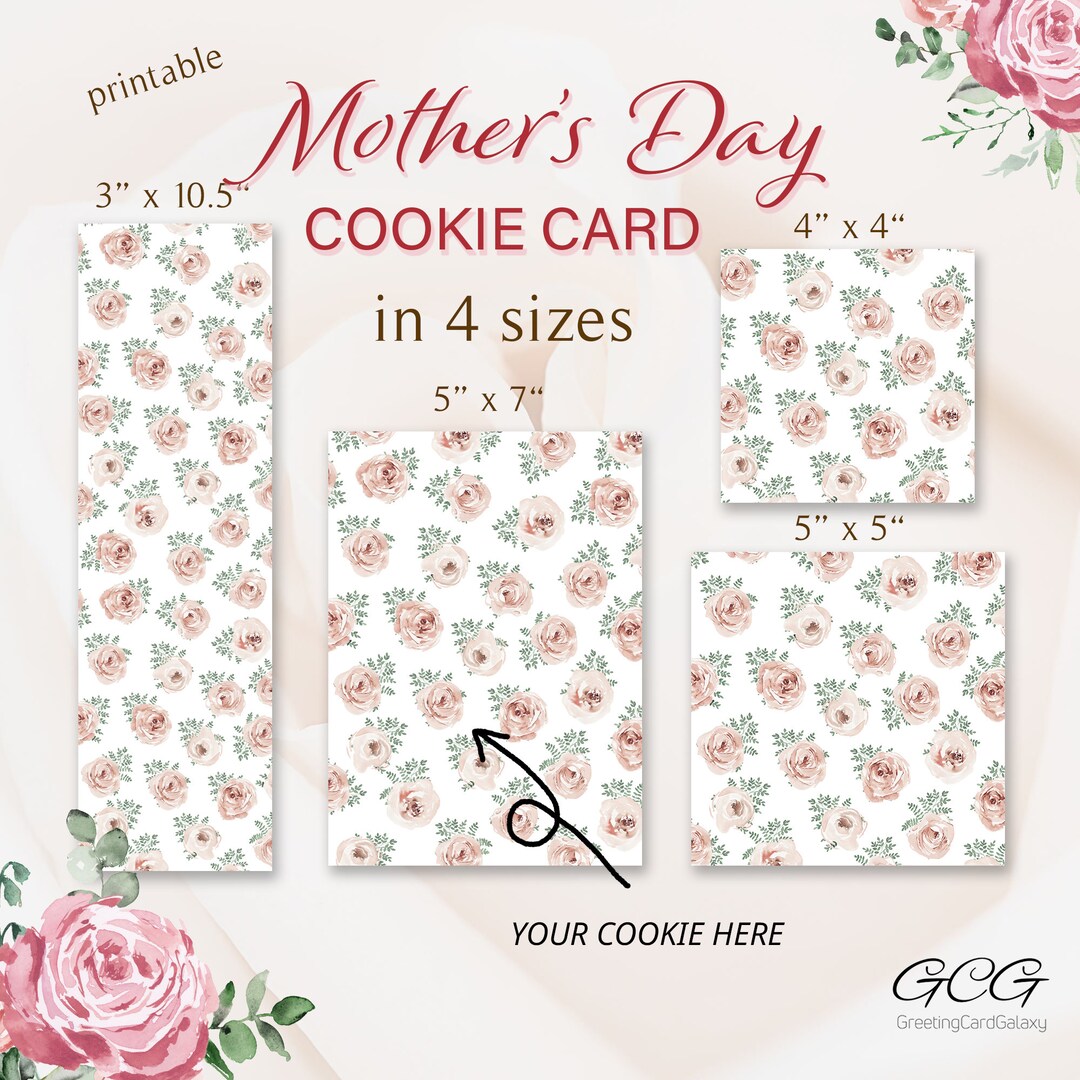 Mothers Day Cookie Card, PRINTABLE Cookie Box Backers in 4 Sizes, Happy ...