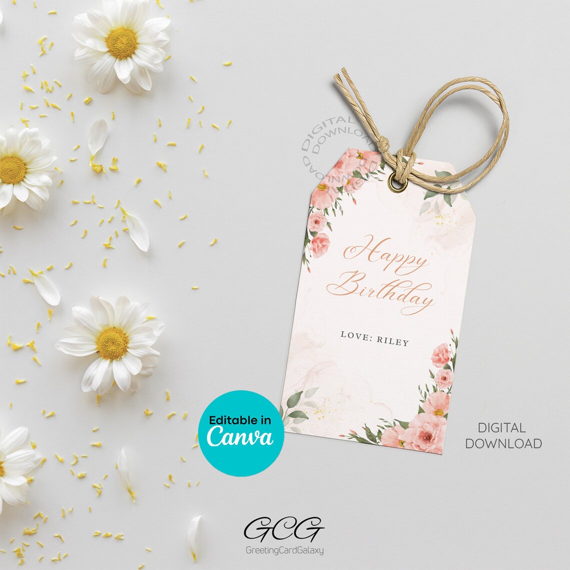 Editable Happy Birthday Gift Tag, Editable Birthday Tags PRINTABLE ...