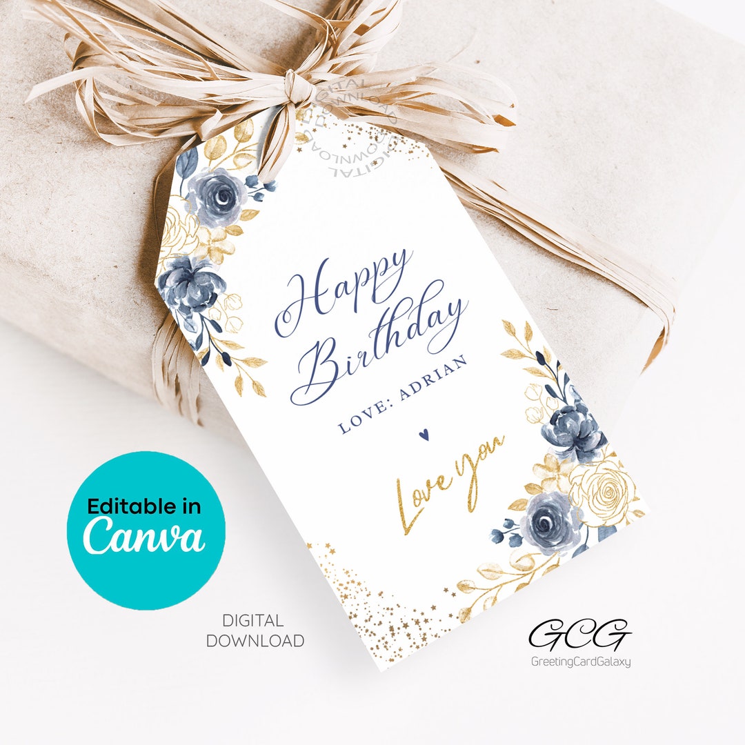 Editable Happy Birthday Gift Tag, Editable Birthday Tags PRINTABLE ...