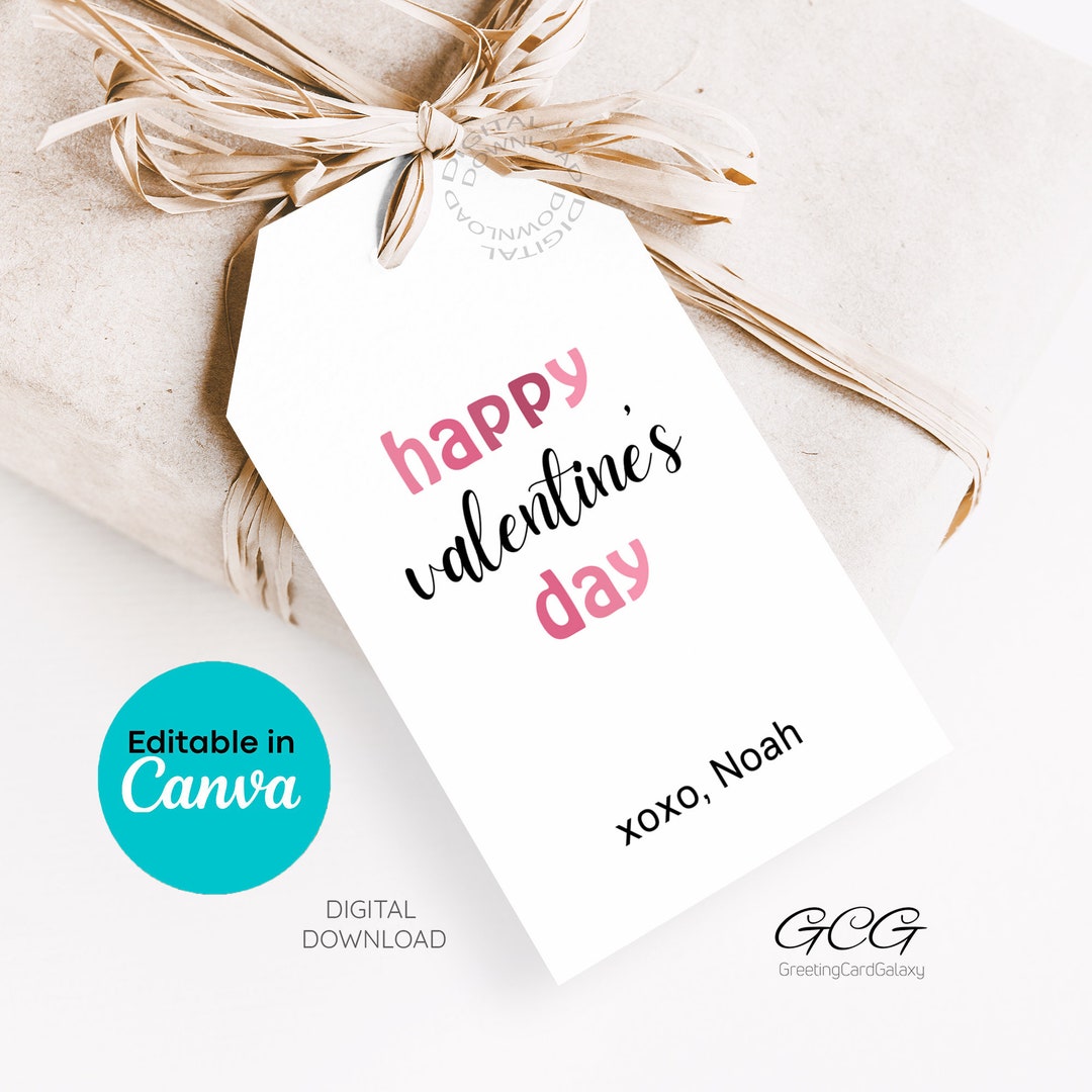 PRINTABLE Editable Valentine Gift Tags, Happy Valentines Day Gift Tag ...
