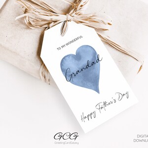 Printable Fathers Day Gift Tag for Grandad, Happy Fathers Day Tags ...