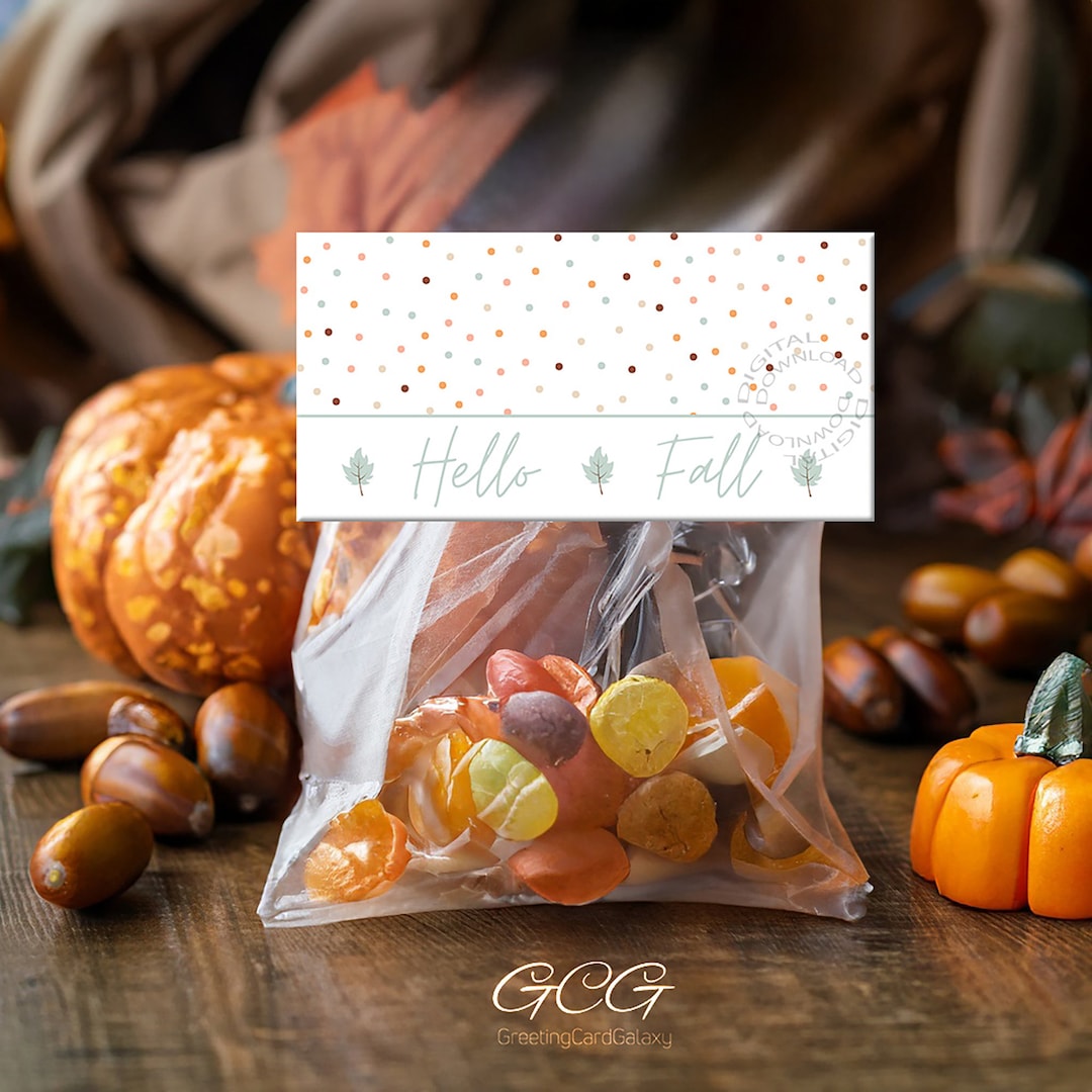 Hello Fall Treat Bag Topper, PRINTABLE Treat Bag Topper, Printable Fall ...