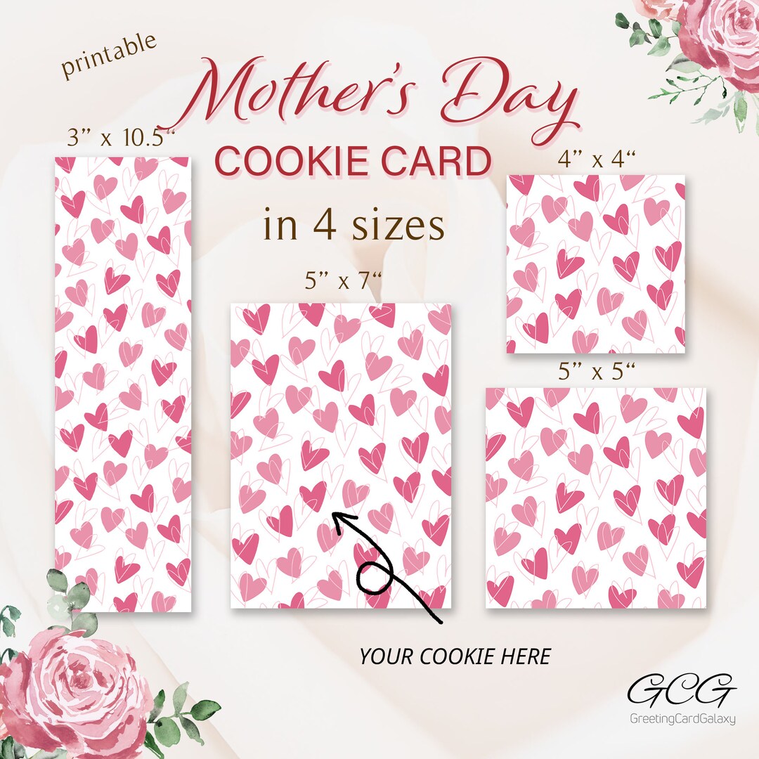 Mothers Day Cookie Card, PRINTABLE Cookie Box Backers in 4 Sizes, Happy ...