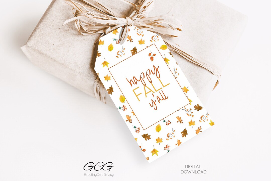 Happy Fall Yall Gift Tag, Fall Gift Tag PRINTABLE, Hello Fall Holiday ...