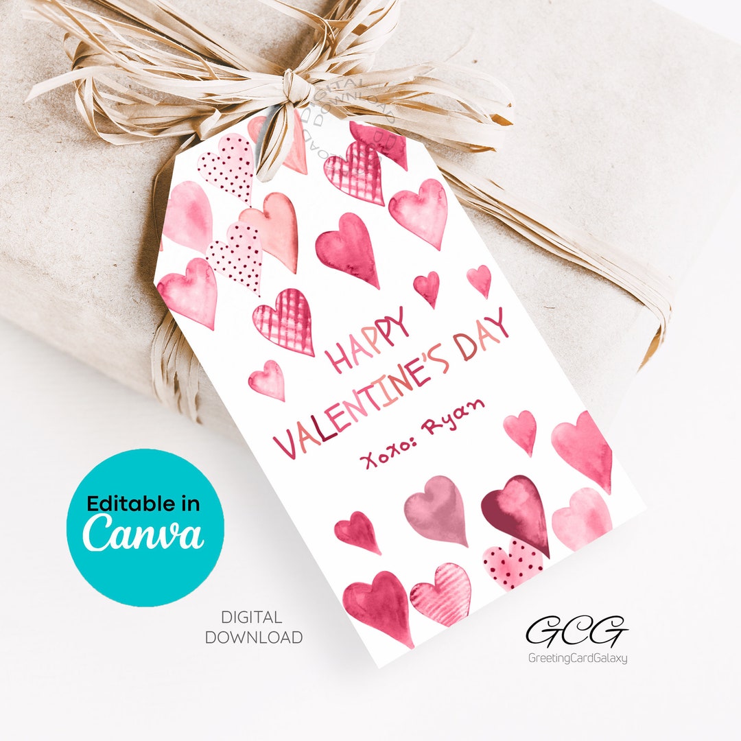 PRINTABLE Editable Valentine Gift Tags, Happy Valentines Day Gift Tag ...