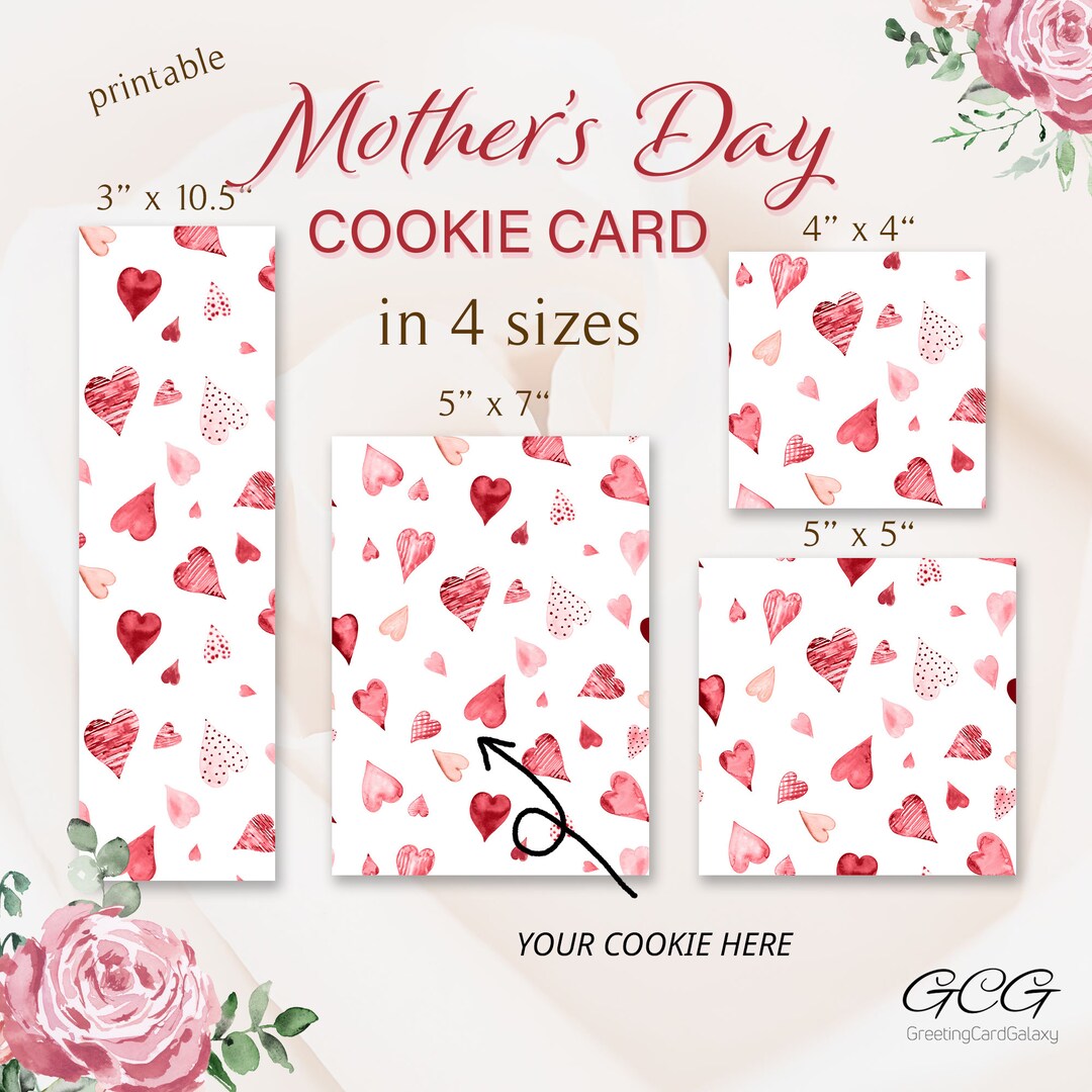 Mothers Day Cookie Card, PRINTABLE Cookie Box Backers in 4 Sizes, Happy ...