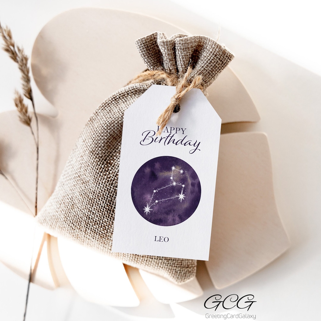 Happy Birthday Gift Tag for Leo Zodiac Birthday Tags - Etsy
