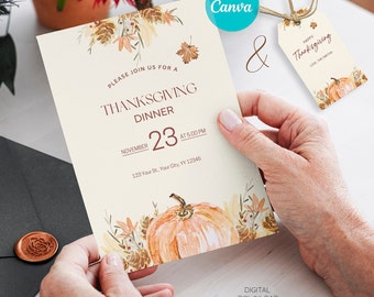 Editable Thanksgiving Invitation Template - Etsy
