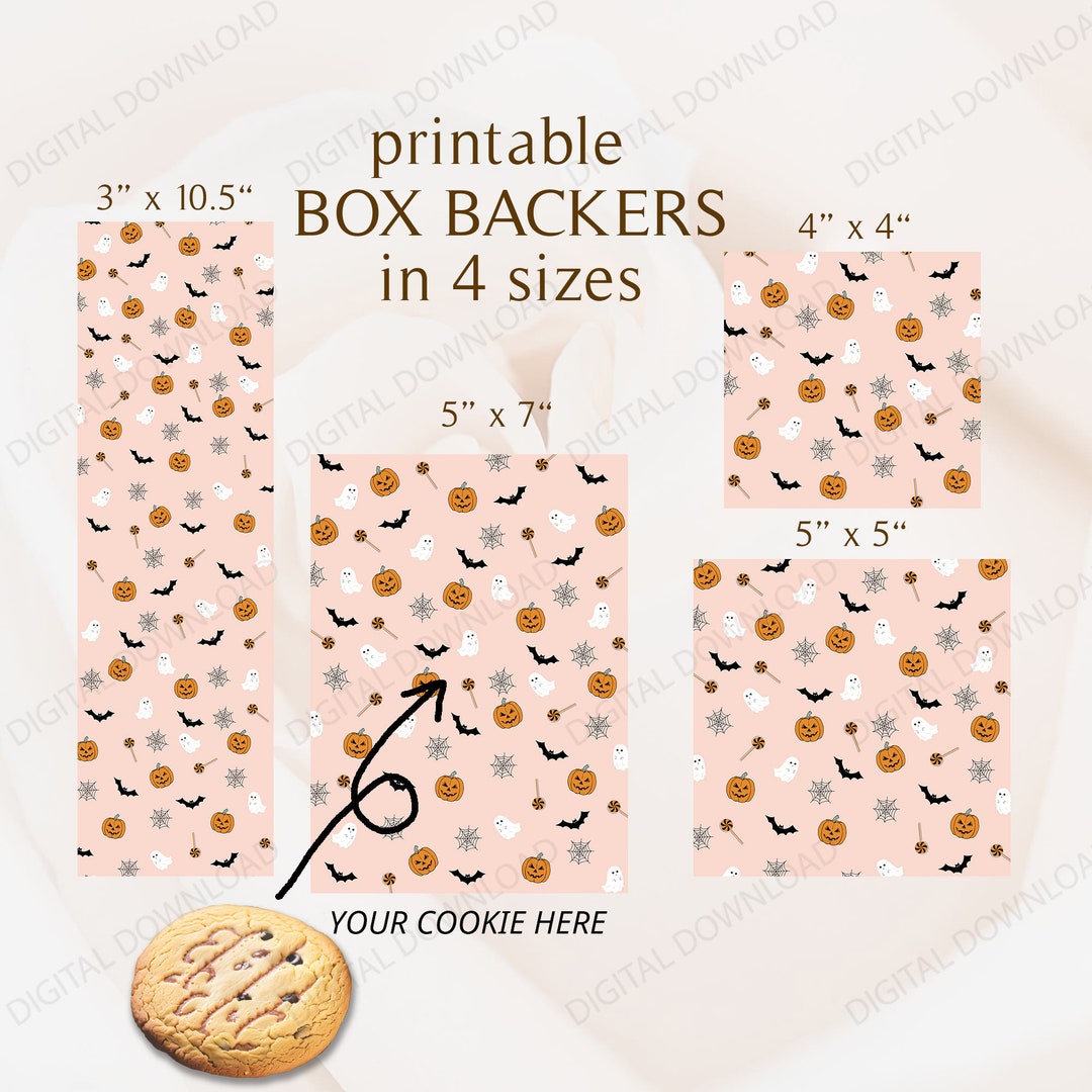 Pink Halloween Printable Cookie Box Backers in 4 Sizes, Halloween ...