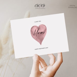 Printable Mothers Day Card I Love You Mom, Happy Mothers Day PRINTABLE ...