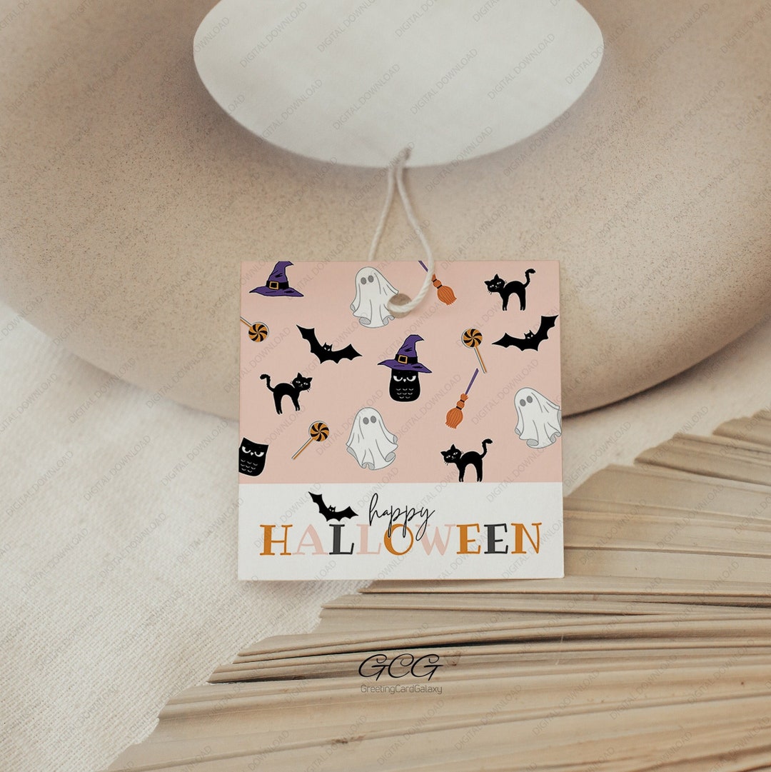 Happy Halloween Tag Halloween Printable Tags Pink Halloween - Etsy