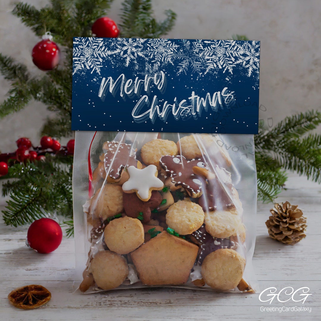 Merry Christmas Treat Bag Topper Snowflake Treat Bag Topper - Etsy