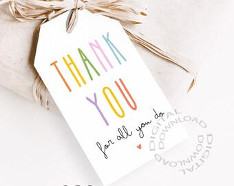 Thank You Tags, Thank You Gift Tag PRINTABLE, Minimalist Printable Gift ...