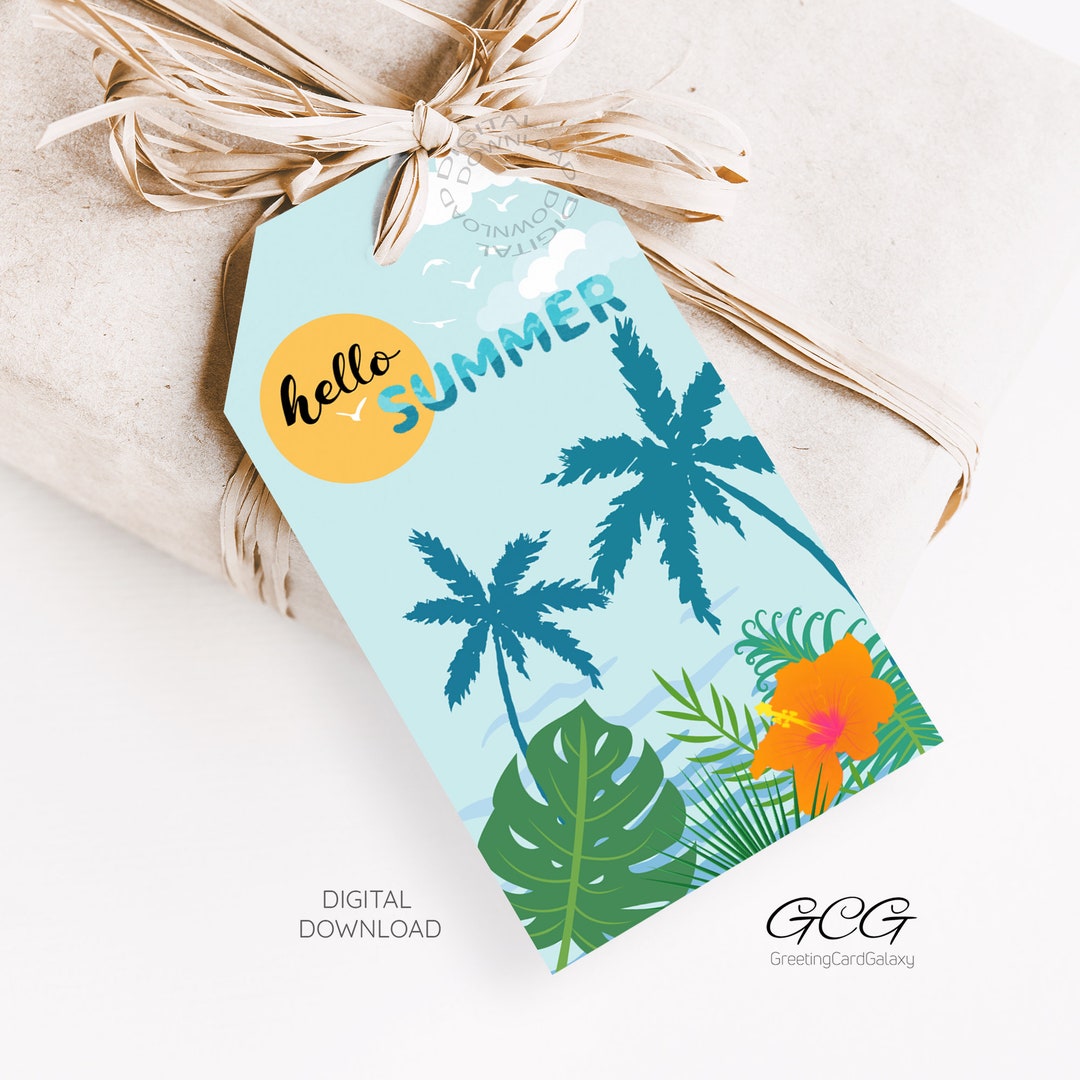 Hello Summer Gift Tag, Summer Vibes Printable Tag, Summer Printable ...