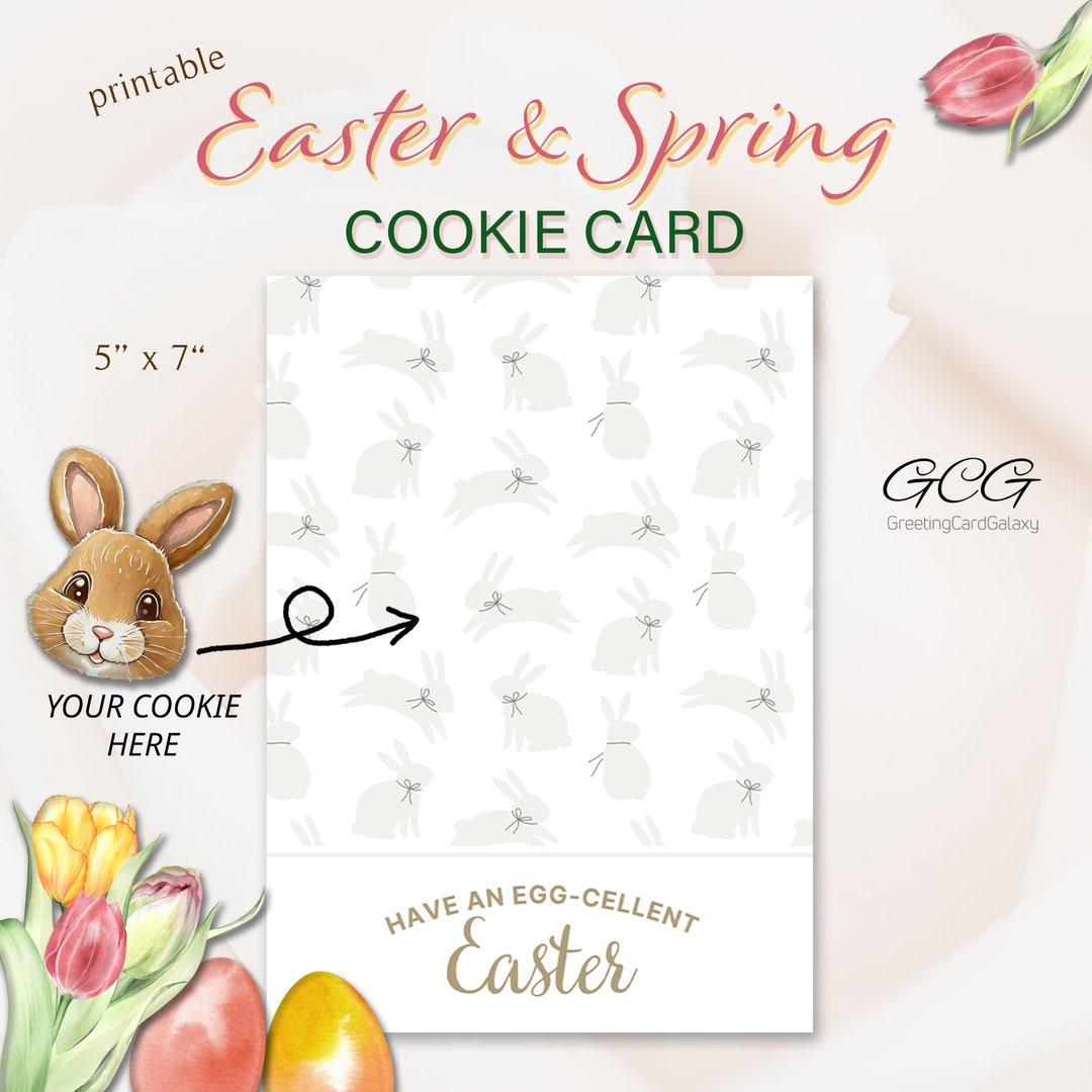 Egg-cellent Easter Cookie Card, PRINTABLE Cookie Box Backer, Easter ...