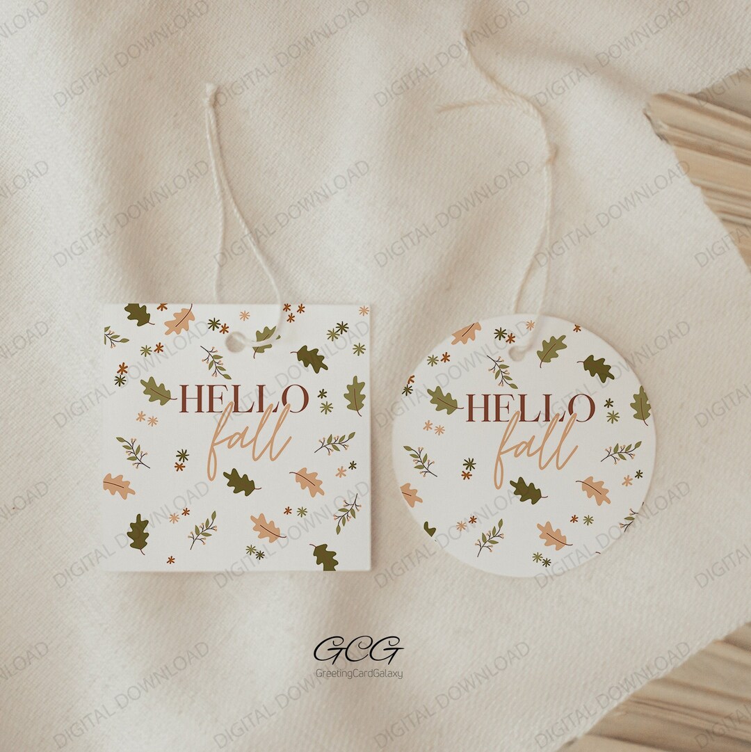 Hello Fall Tag Fall Gift Tag PRINTABLE Hello Fall Holiday - Etsy