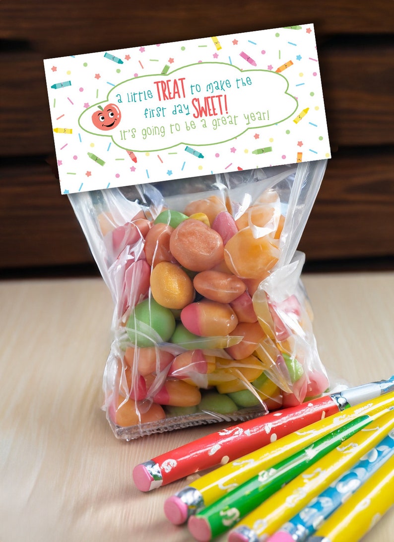 Back to School Treat Bag Topper, PRINTABLE First Day of School Cookie ...