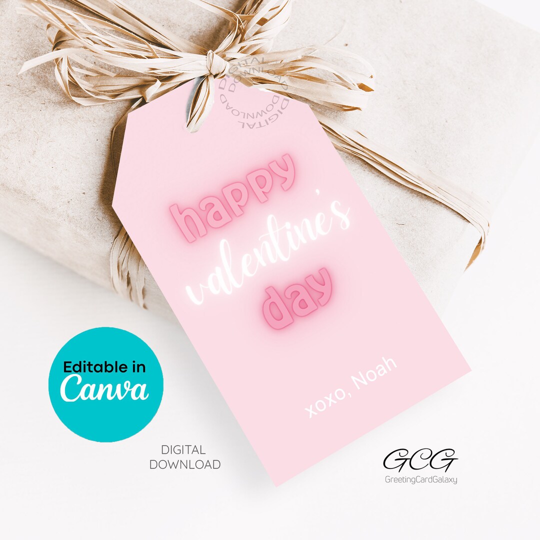 PRINTABLE Editable Valentine Gift Tags, Happy Valentines Day Gift Tag ...