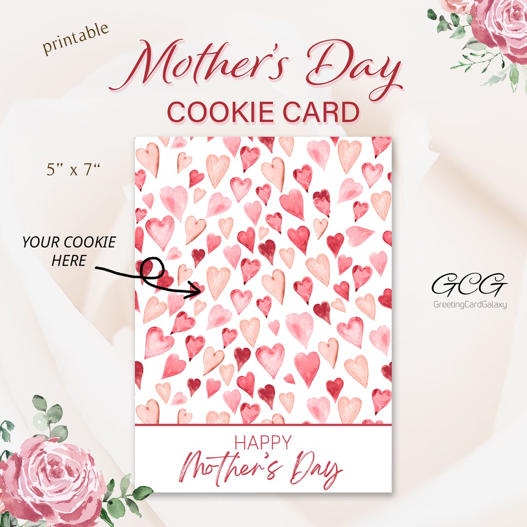 Happy Mothers Day Cookie Card, PRINTABLE Cookie Box Backer for Mothers ...