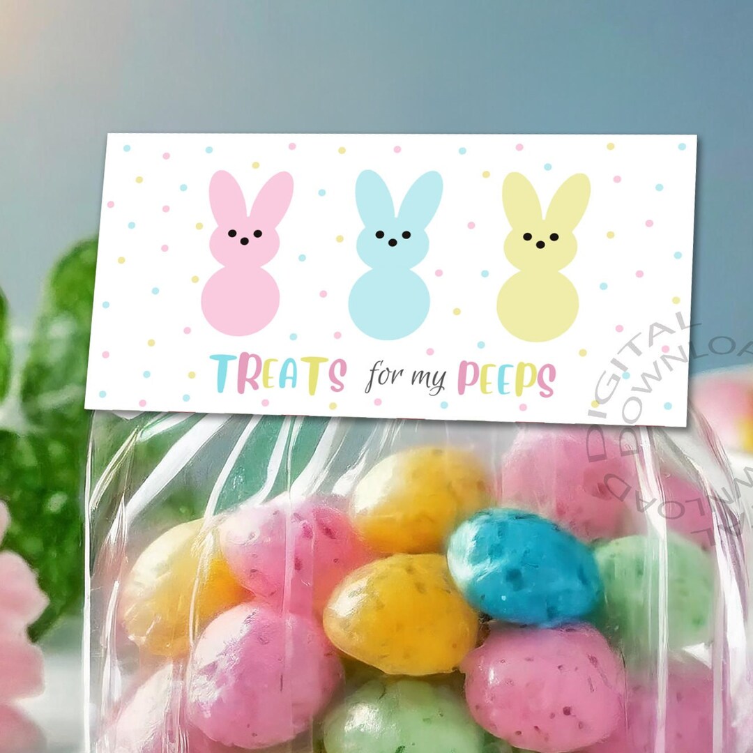 Easter Peeps Bunny PRINTABLE Treat Bag Topper, Easter Treat Bag Topper ...