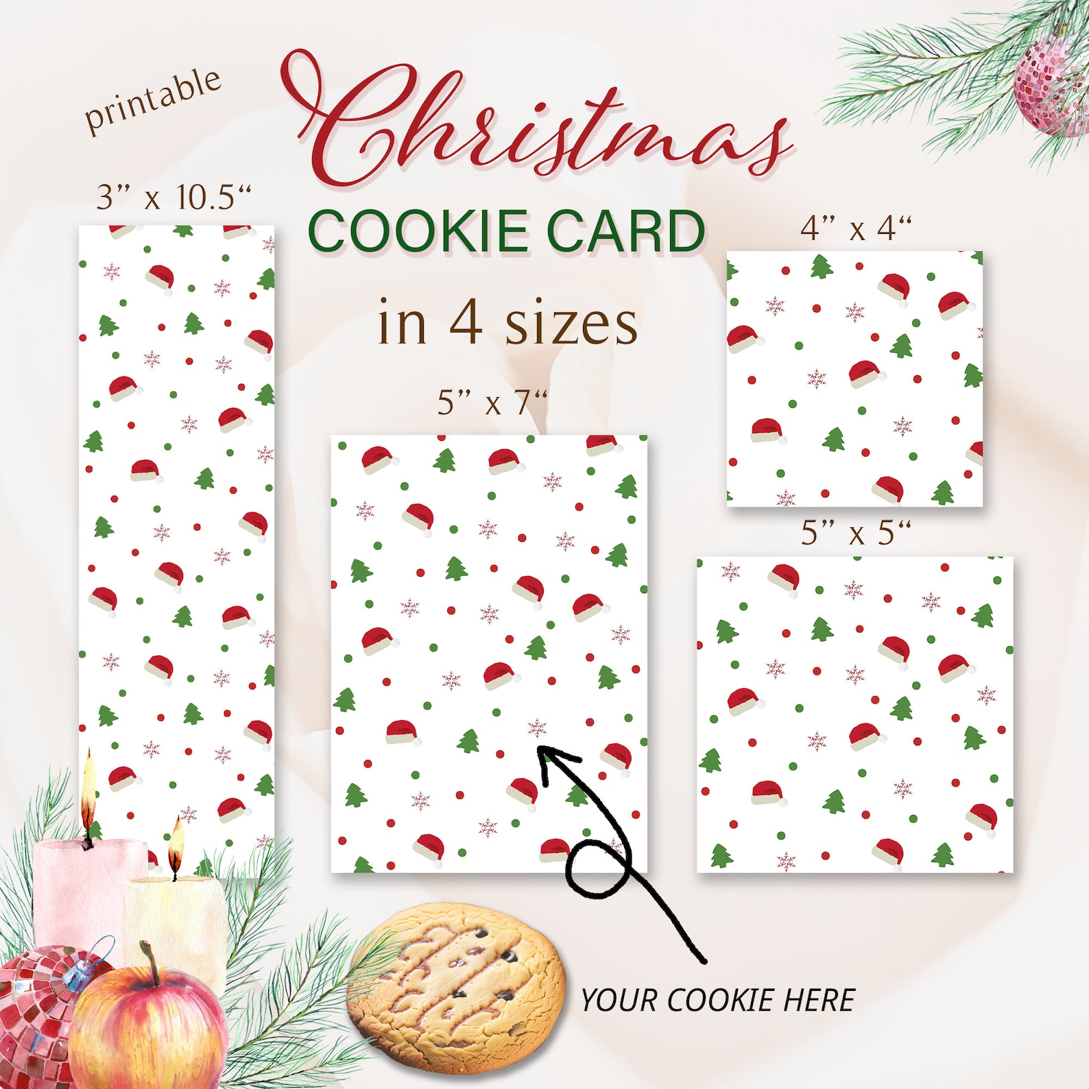 Printable Cookie Box Backers in 4 Sizes, Christmas Cookie Backer ...