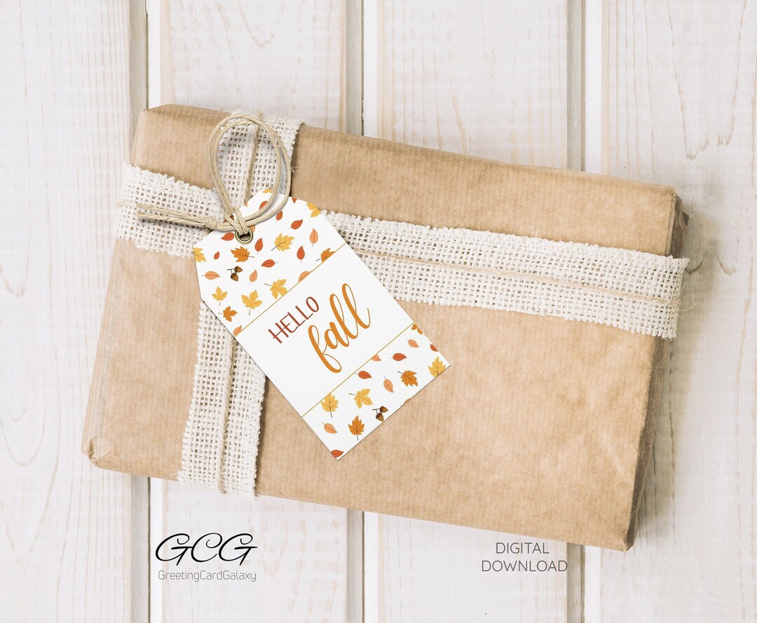 Hello Fall Tag Fall Gift Tag PRINTABLE Hello Fall Holiday - Etsy