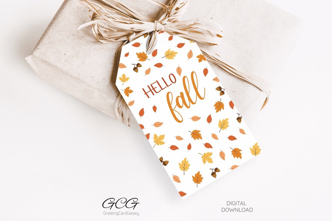 Hello Fall Tag Fall Gift Tag PRINTABLE Hello Fall Holiday - Etsy