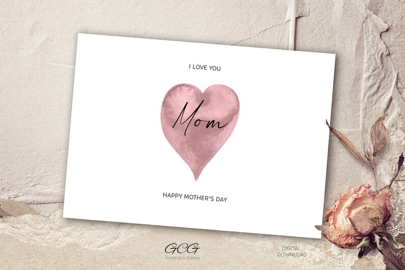 Printable Mothers Day Card I Love You Mom, Happy Mothers Day PRINTABLE ...