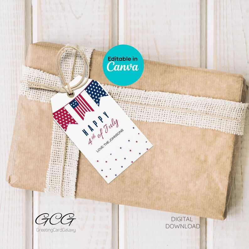 Editable Happy 4th of July Tags, Editable 4th of July Gift Tags, Happy ...