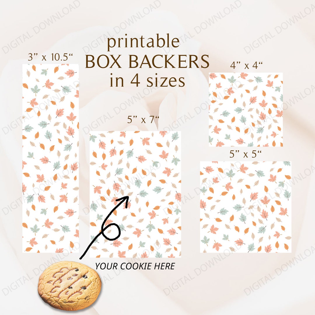 Printable Cookie Box Backers in 4 Sizes, PRINTABLE Cookie Packaging ...