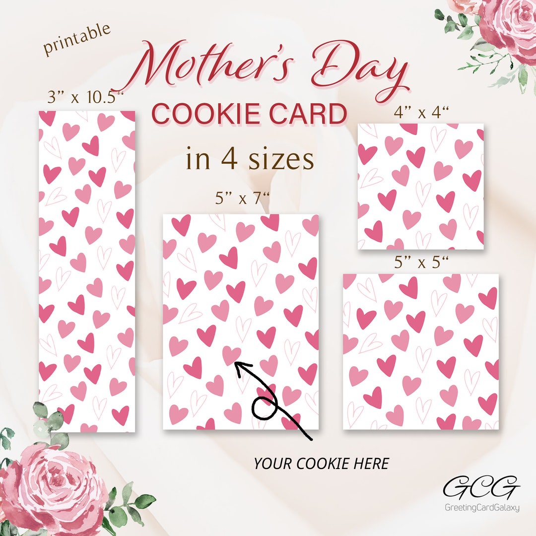 Mothers Day Cookie Card, PRINTABLE Cookie Box Backers in 4 Sizes, Happy ...