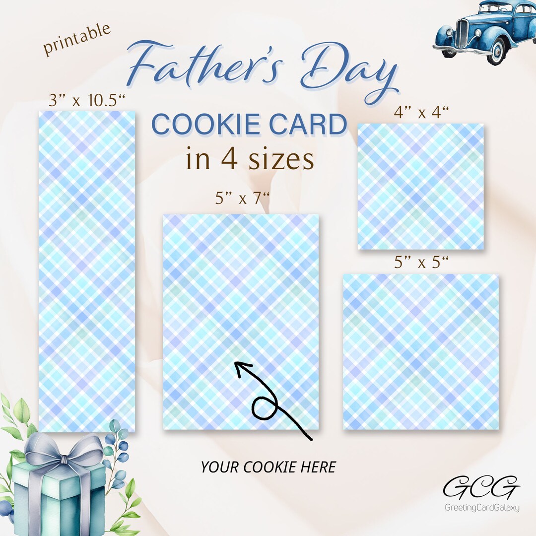 Fathers Day Cookie Card, PRINTABLE Cookie Box Backers in 4 Sizes for ...