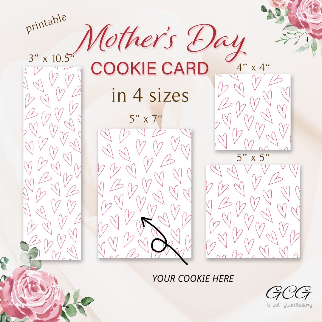 Mothers Day Cookie Card, PRINTABLE Cookie Box Backers in 4 Sizes, Happy ...