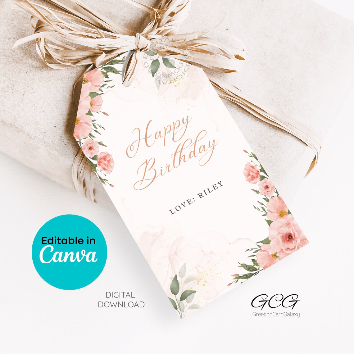 Editable Happy Birthday Gift Tag, Editable Birthday Tags PRINTABLE ...