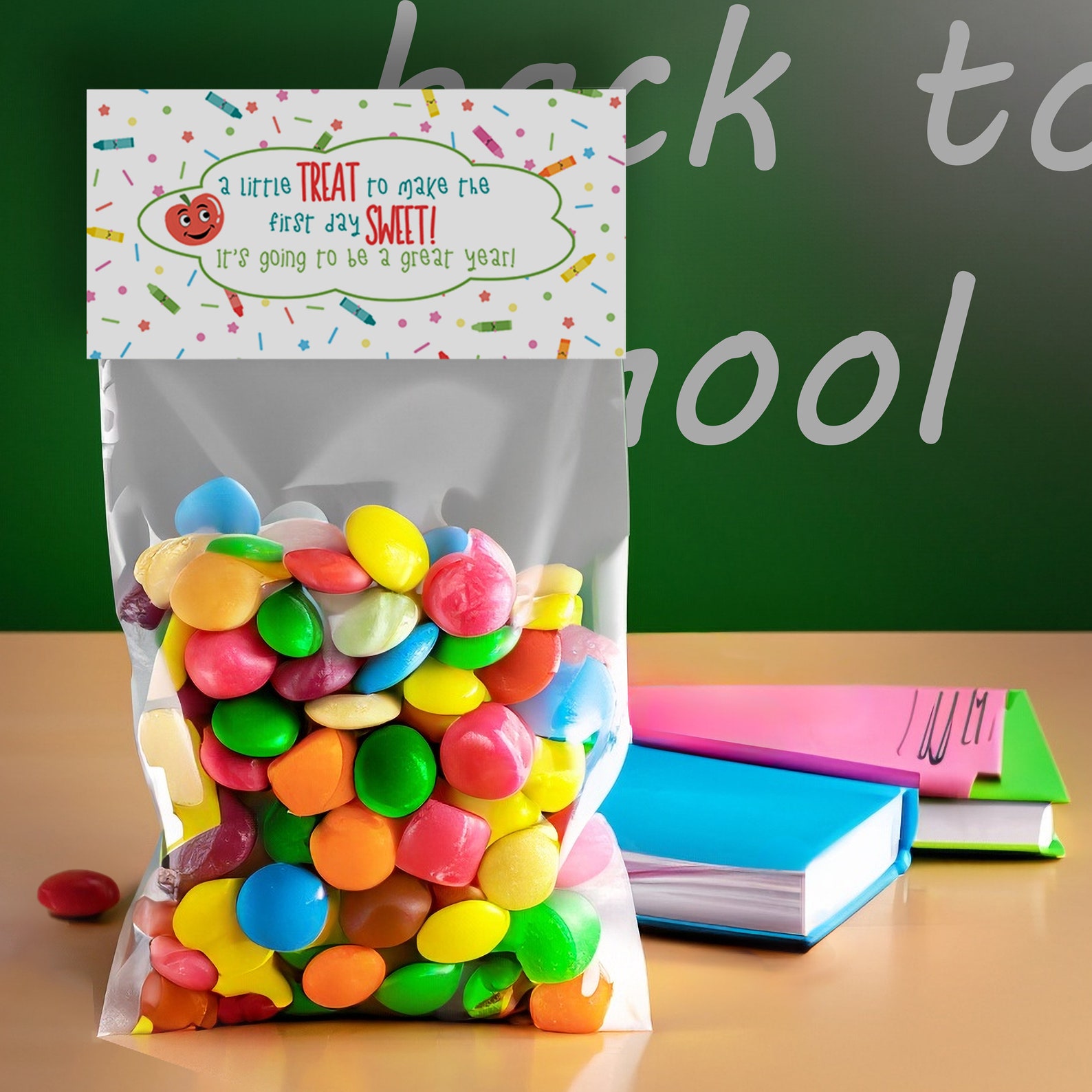 Back to School Treat Bag Topper, PRINTABLE First Day of School Cookie ...