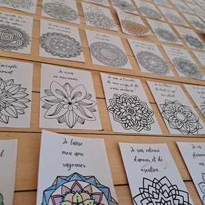 DOUBLE SET 106 Positive Affirmations Cards to Print and Color Mandala ...